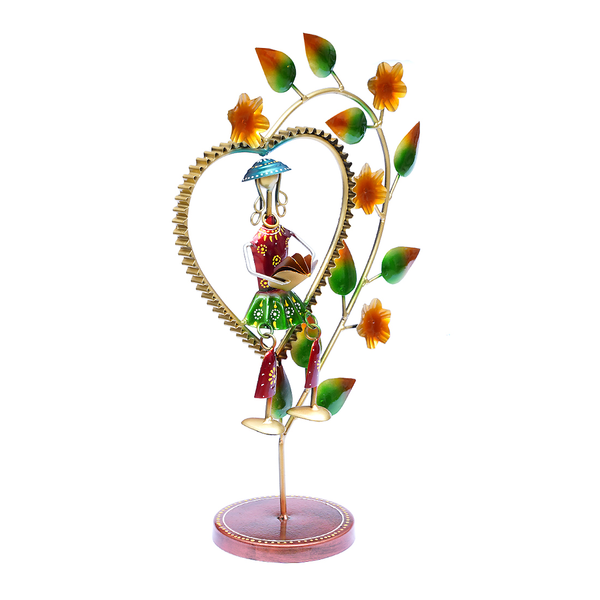 Green Metal Flower Heart Showpiece by Craft Tree