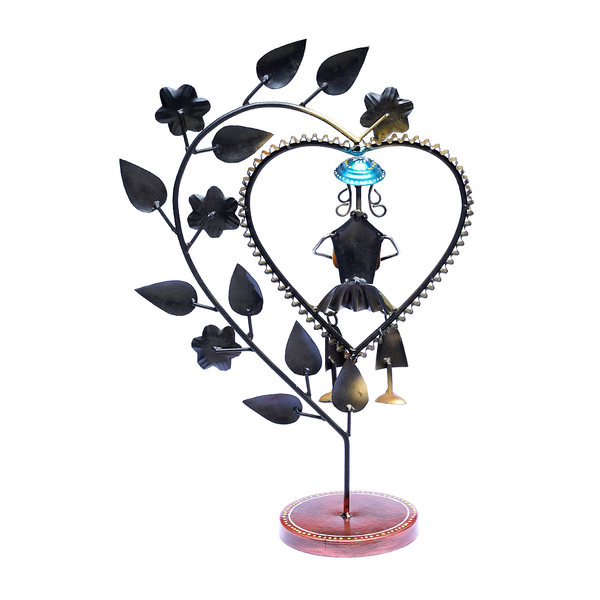 Green Metal Flower Heart Showpiece by Craft Tree