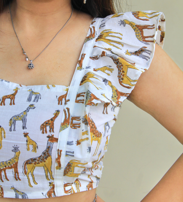 "Safari Strides" Hand Block Printed Top-Skirt Co-ord Set