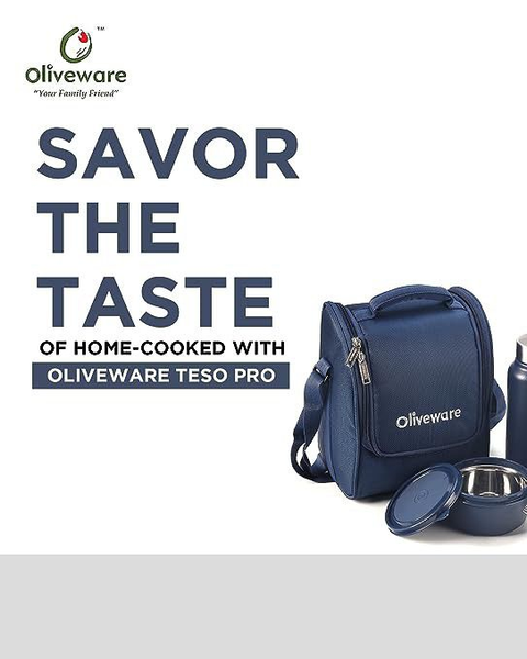"sopl-oliveware Teso Pro Lunch Box With Insulated Bag, 3 Stainless ...