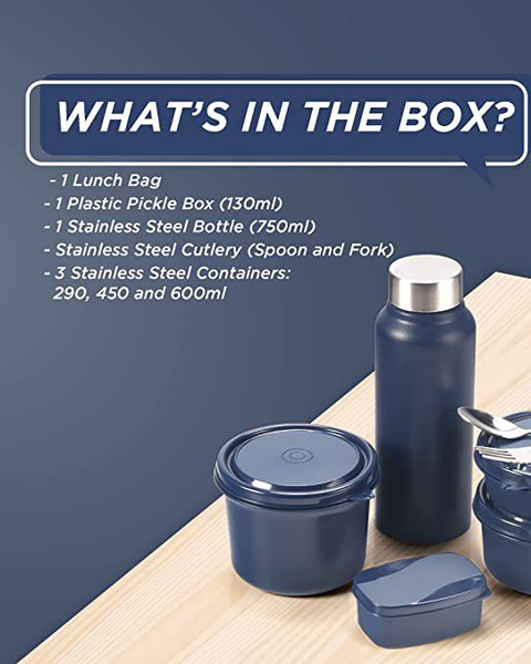 "sopl-oliveware Teso Pro Lunch Box With Insulated Bag, 3 Stainless ...