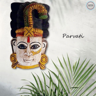 Vintage Wodcarved Parvati/ Meenakshi Mask-12 Inches