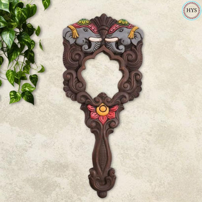 Woodcarved Mirror Frames Work Elephant Carvings