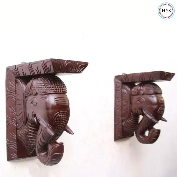 Handcarved Elephant Brackets/wall Hangings With Shelf. single