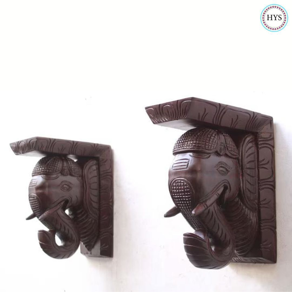 Handcarved Elephant Brackets/wall Hangings With Shelf. single
