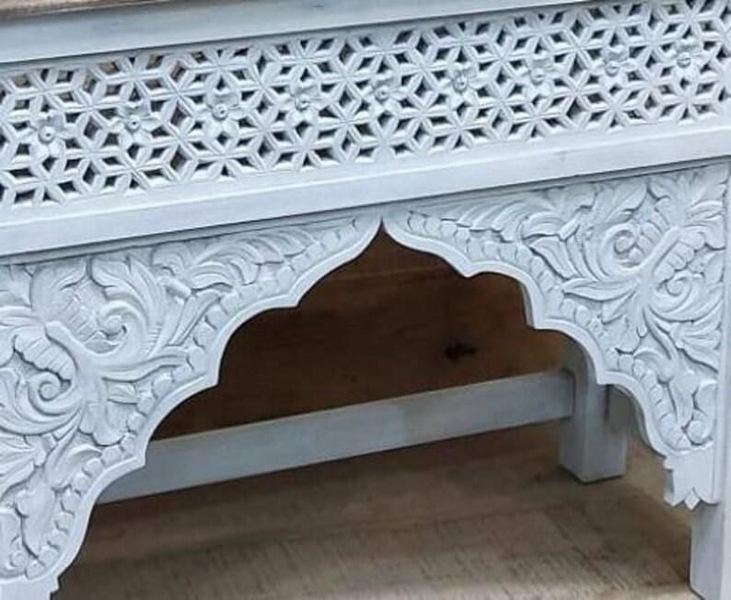 Vintage Inspired Console Table, Wooden Rustic Console, Carved Indian ...