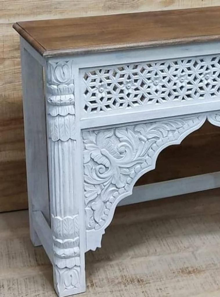 Vintage Inspired Console Table, Wooden Rustic Console, Carved Indian ...