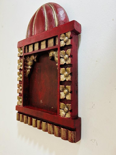 Rustic Mehrab/ Arched Frame With Floral & Bird Carvings.rustic Cherry