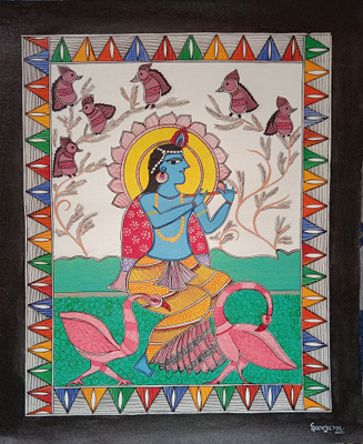 Krishna Mithila Painting