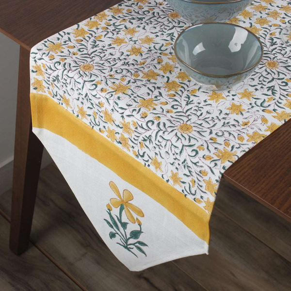 Block Print Cotton Table Runner (100TC) -Design 6