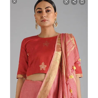 Red Floral Pure Silk Crop Top