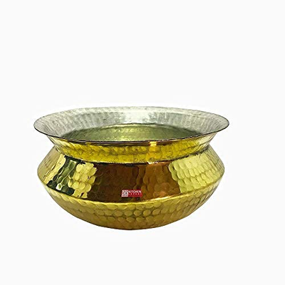 Kitchen Expert Brass Handi/Sipri with Hammered Shinny Finish for ...